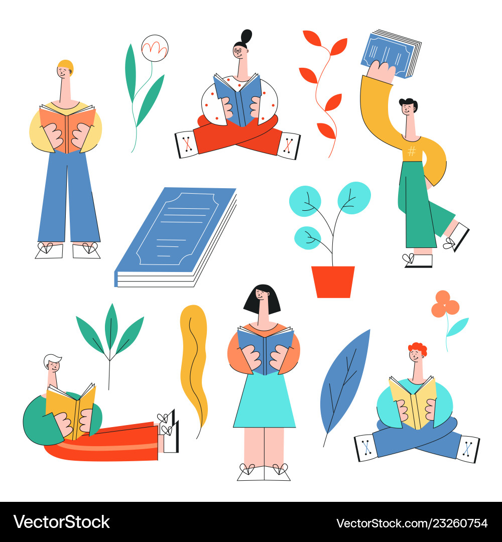 Education set - various people Royalty Free Vector Image