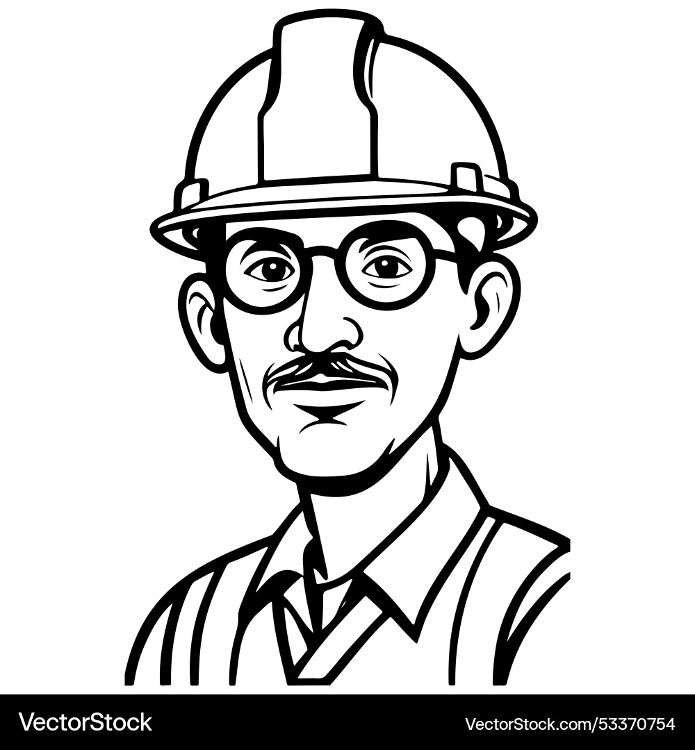 Engineer ink hand drawn line transparent Vector Image