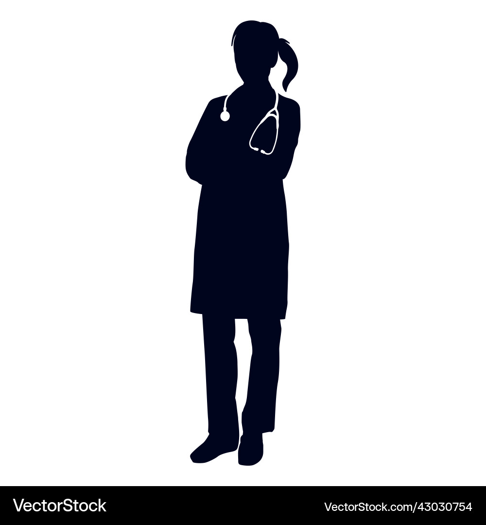 Female doctor silhouette Royalty Free Vector Image