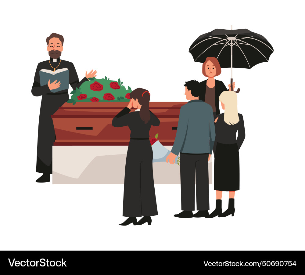 Funeral ceremony burial service mourning Vector Image