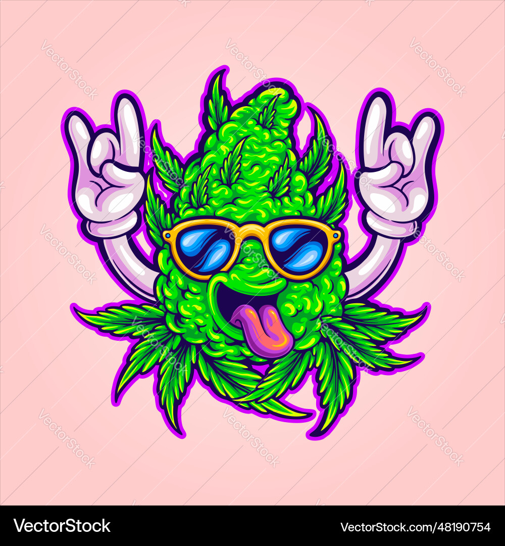 Funky Cannabis Buds with Sunglasses Royalty Free Vector