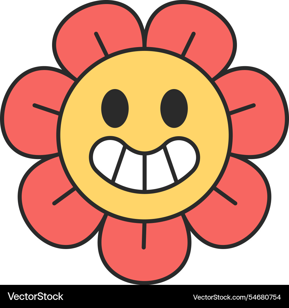 Funky daisy flower comic character Royalty Free Vector Image