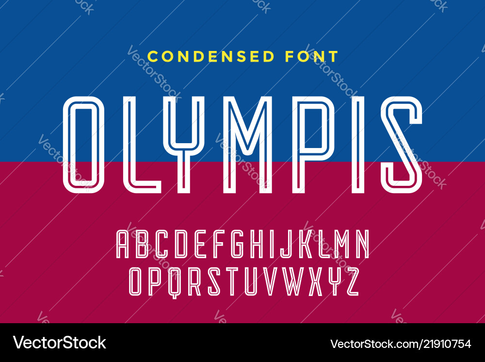 Line condensed alphabet and font thin Royalty Free Vector