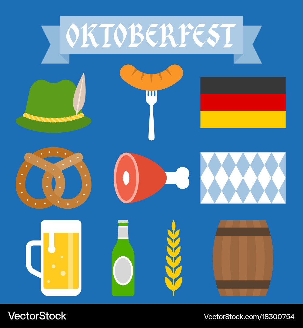 Oktoberfest icon and elements Royalty Free Vector Image