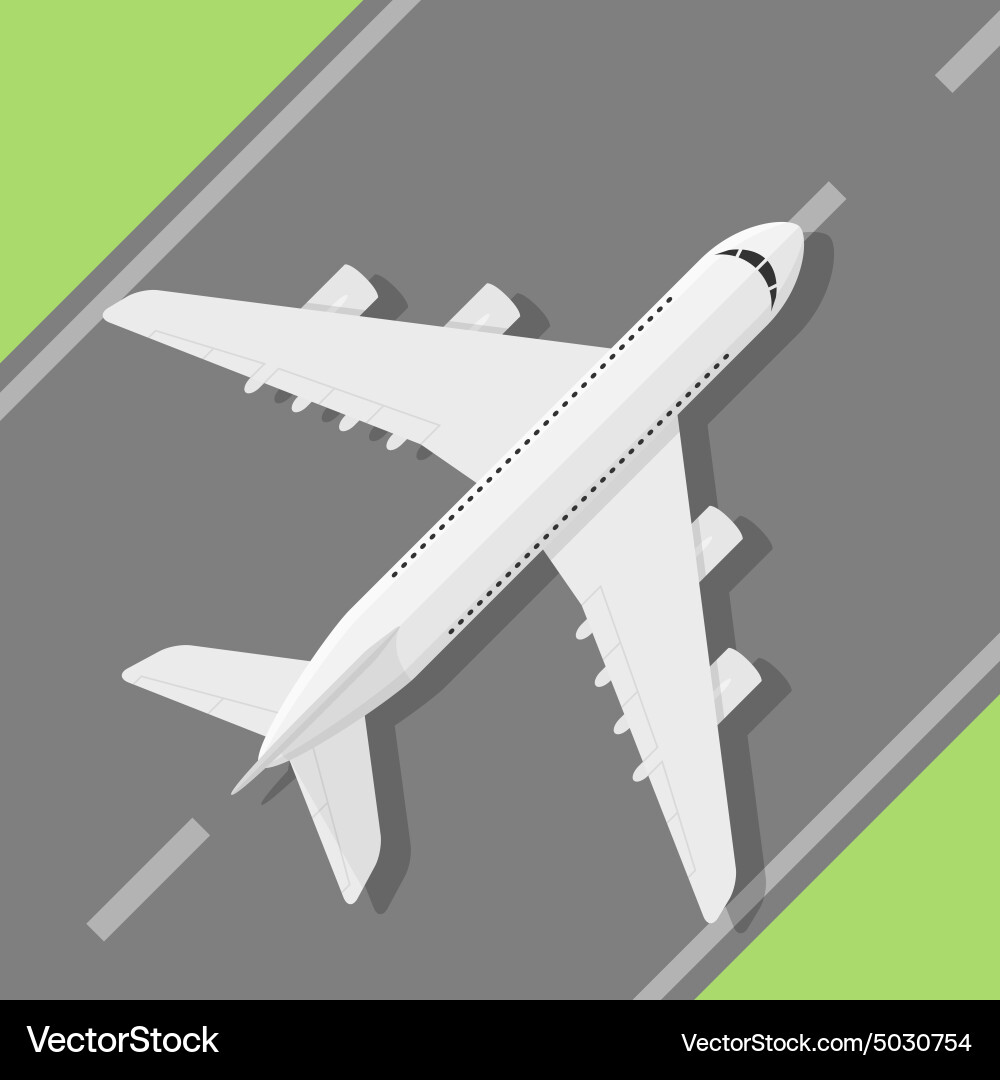 Plane on landing strip Royalty Free Vector Image