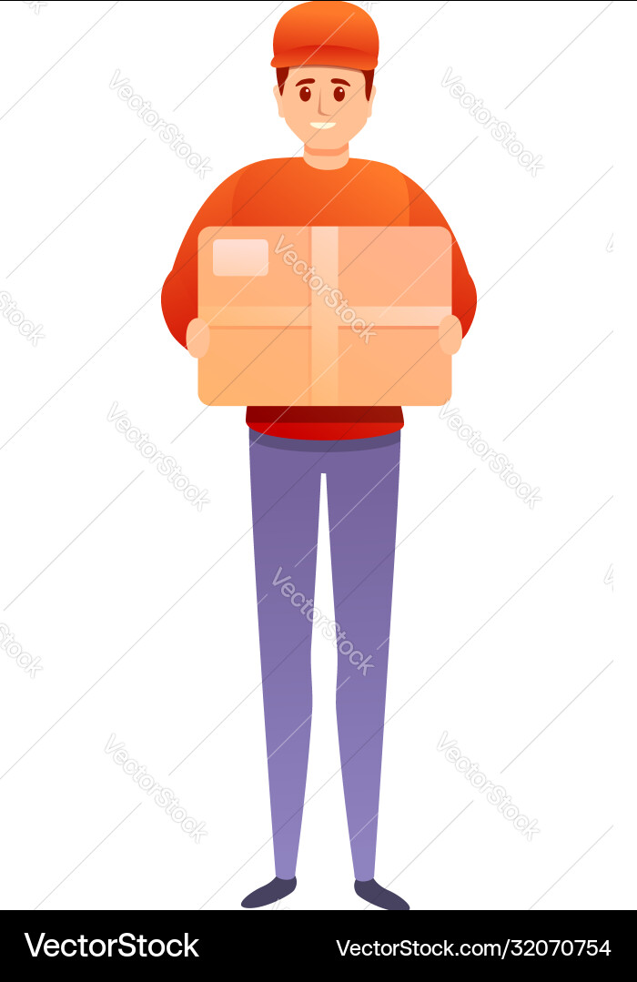 Postman Paket Symbol Cartoon Stil Lizenzfreies Vektorbild