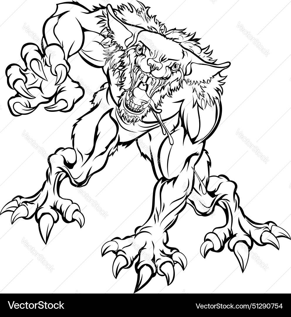 Scary werewolf monster character Royalty Free Vector Image