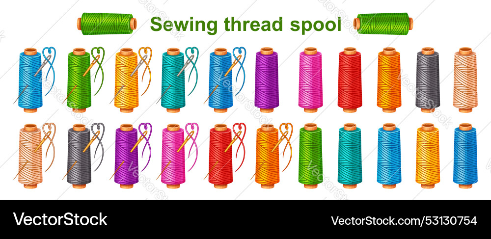 Sewing thread spool with needle color yarn bobbin Vector Image