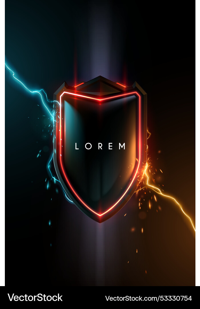 Shield with light elements and lightning effects Vector Image