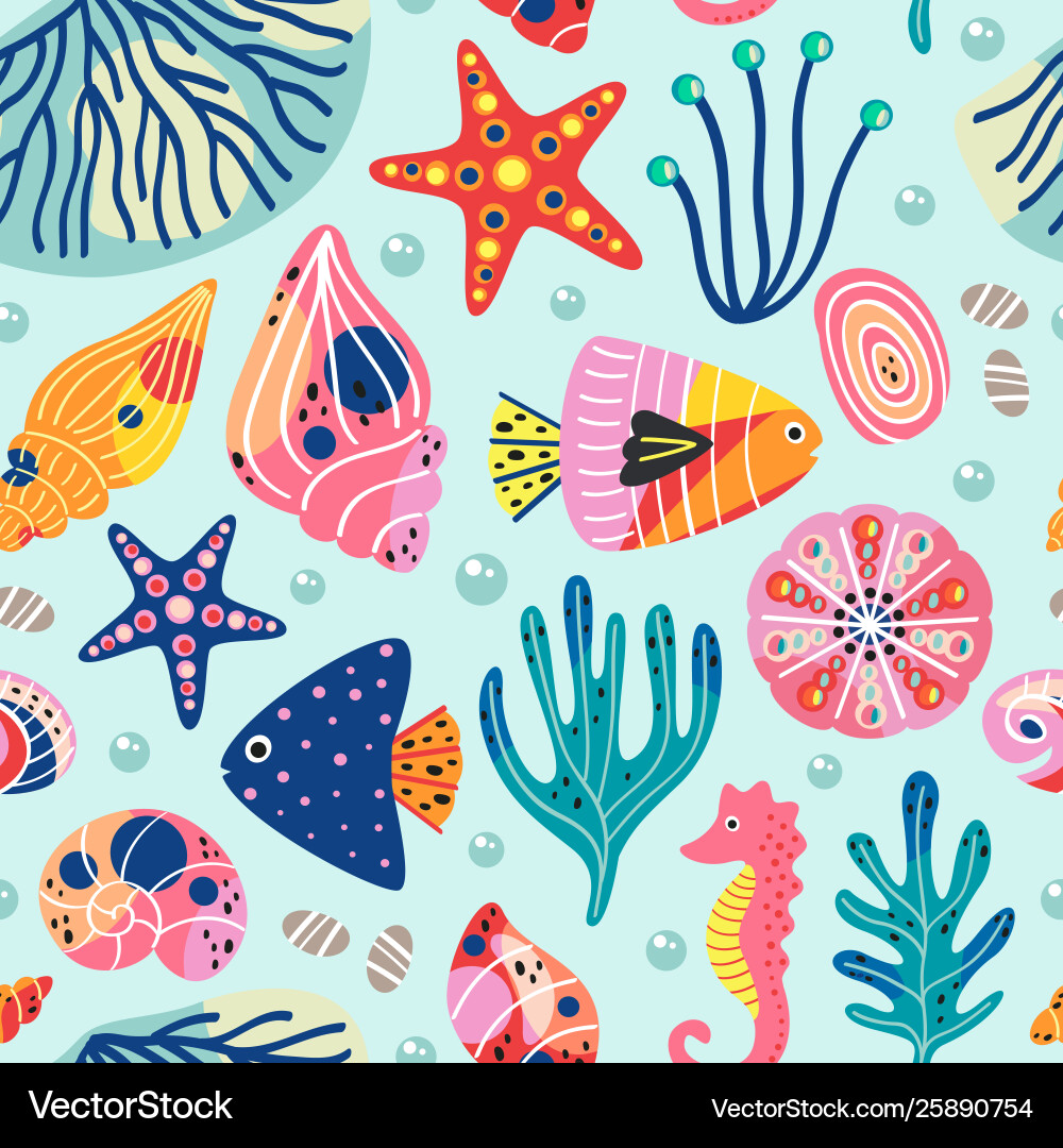 Underwater Sea Life Pattern Royalty Free Vector Image