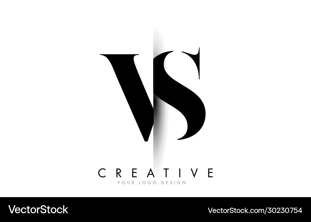 Vs v s letter logo with creative shadow cut design