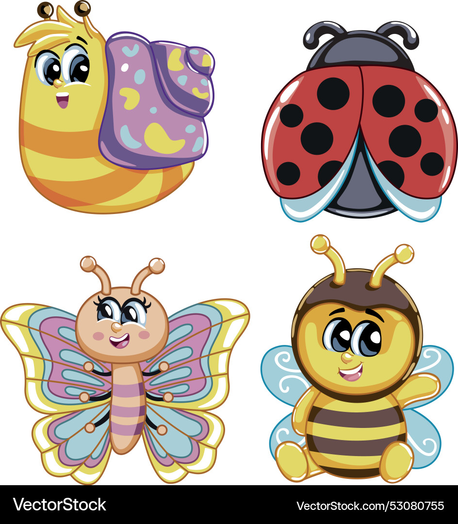Adorable Cartoon Insects Royalty Free Vector Image