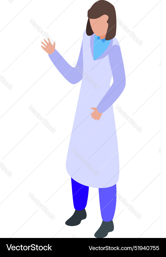 Female scientist wearing lab coat making Vector Image