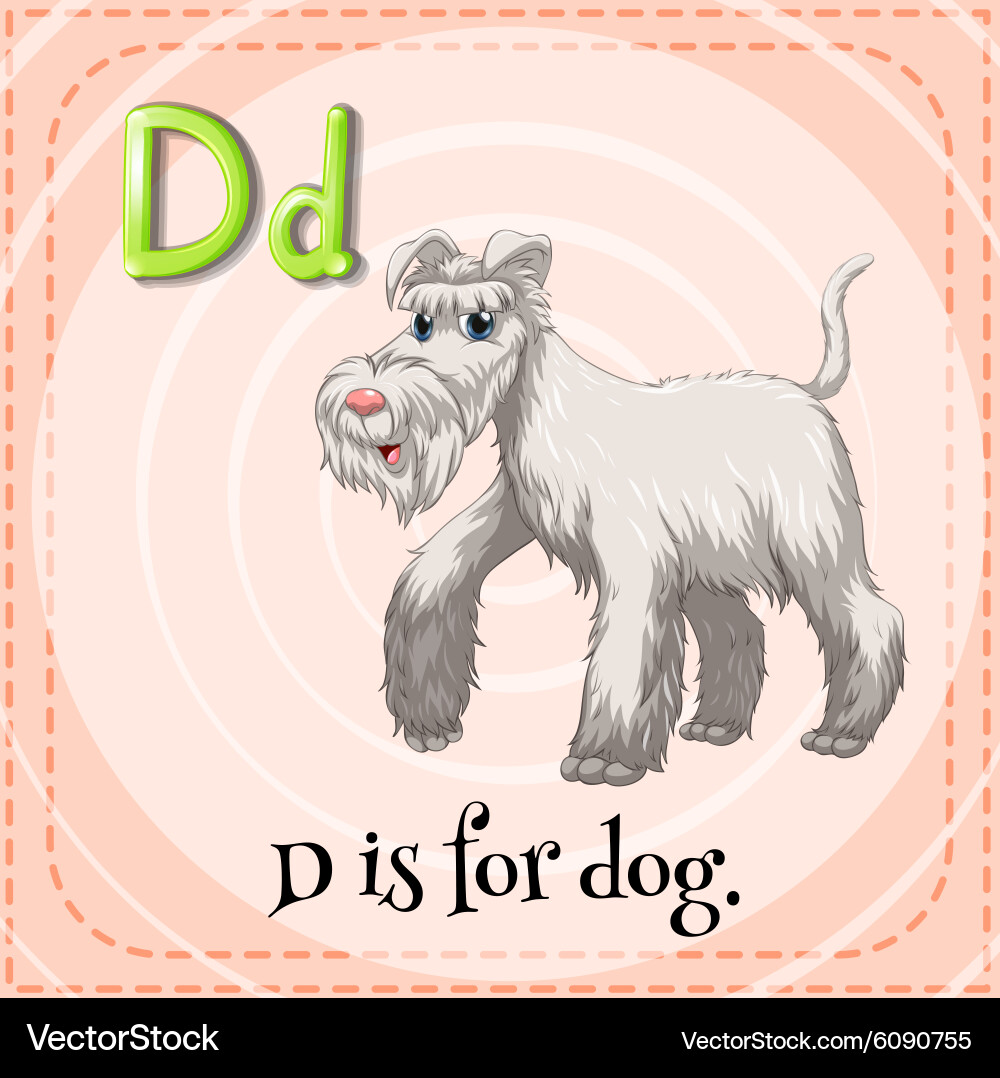 Flashcard letter d is for dog Royalty Free Vector Image