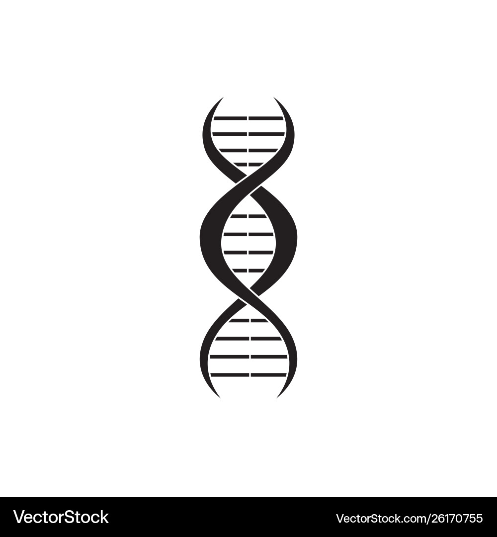 Flat silhouette dna icon on isolated white Vector Image