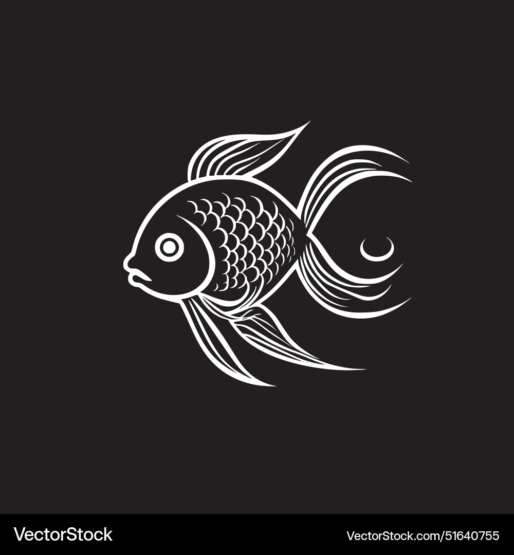 Goldfish - black and white isolated icon Vector Image