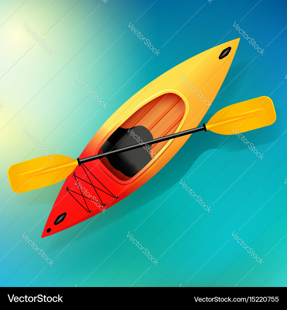 Kayak and paddle on water Royalty Free Vector Image