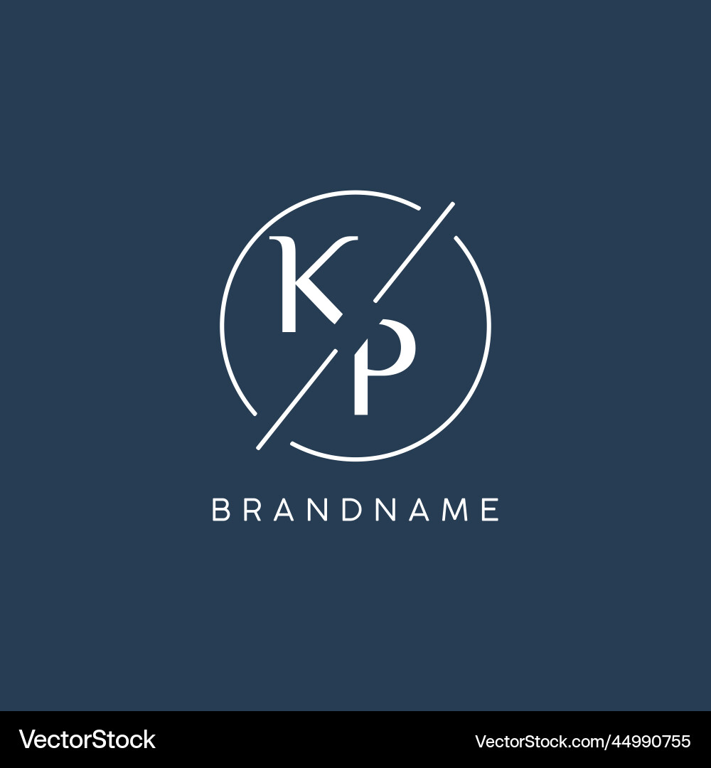 KP Monogram Initial Logo - Circle Line Style Vector Image