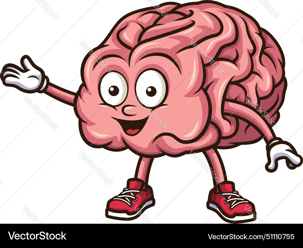 Talking human brain character cartoon clip art Vector Image