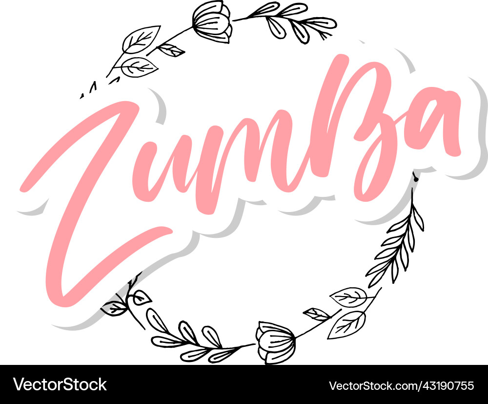Zumba dance studio text calligraphy word banner Vector Image