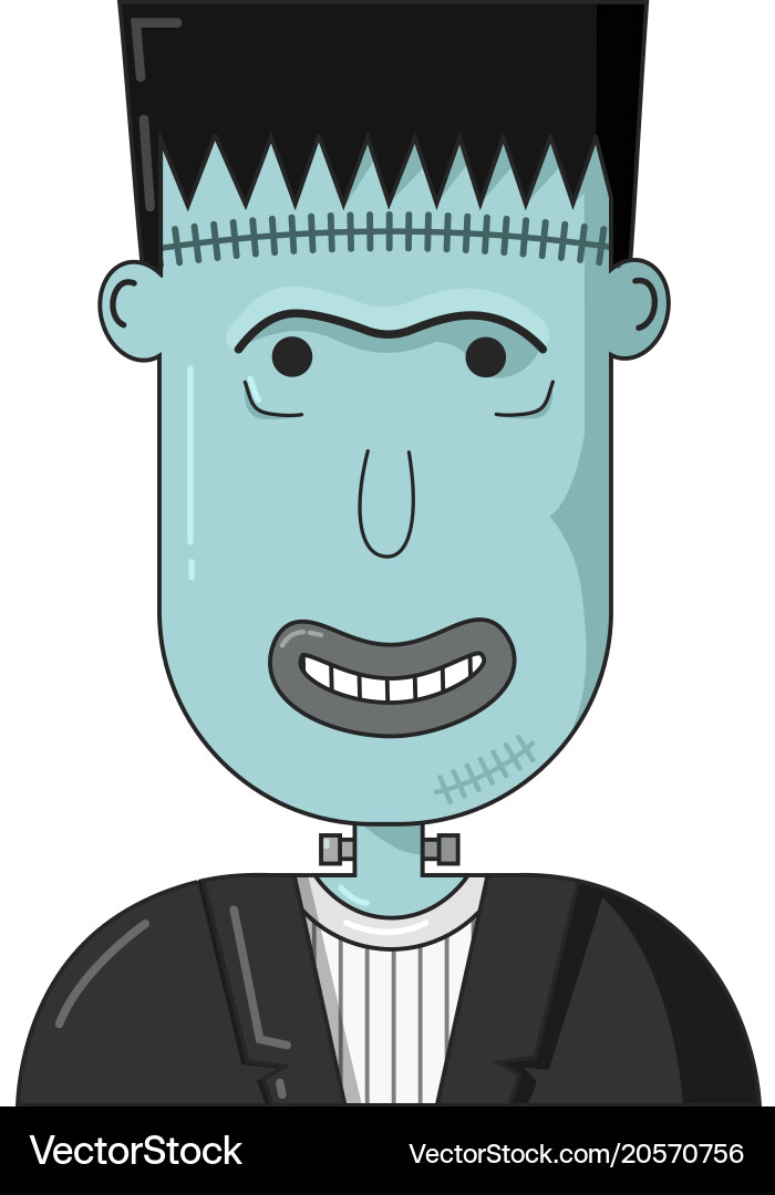 Cartoon smiling frankenstein head Royalty Free Vector Image