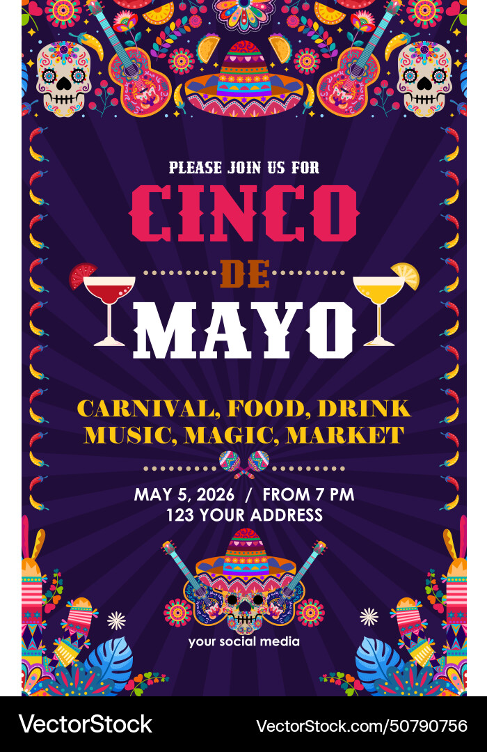 Elegant cinco de mayo posters Royalty Free Vector Image