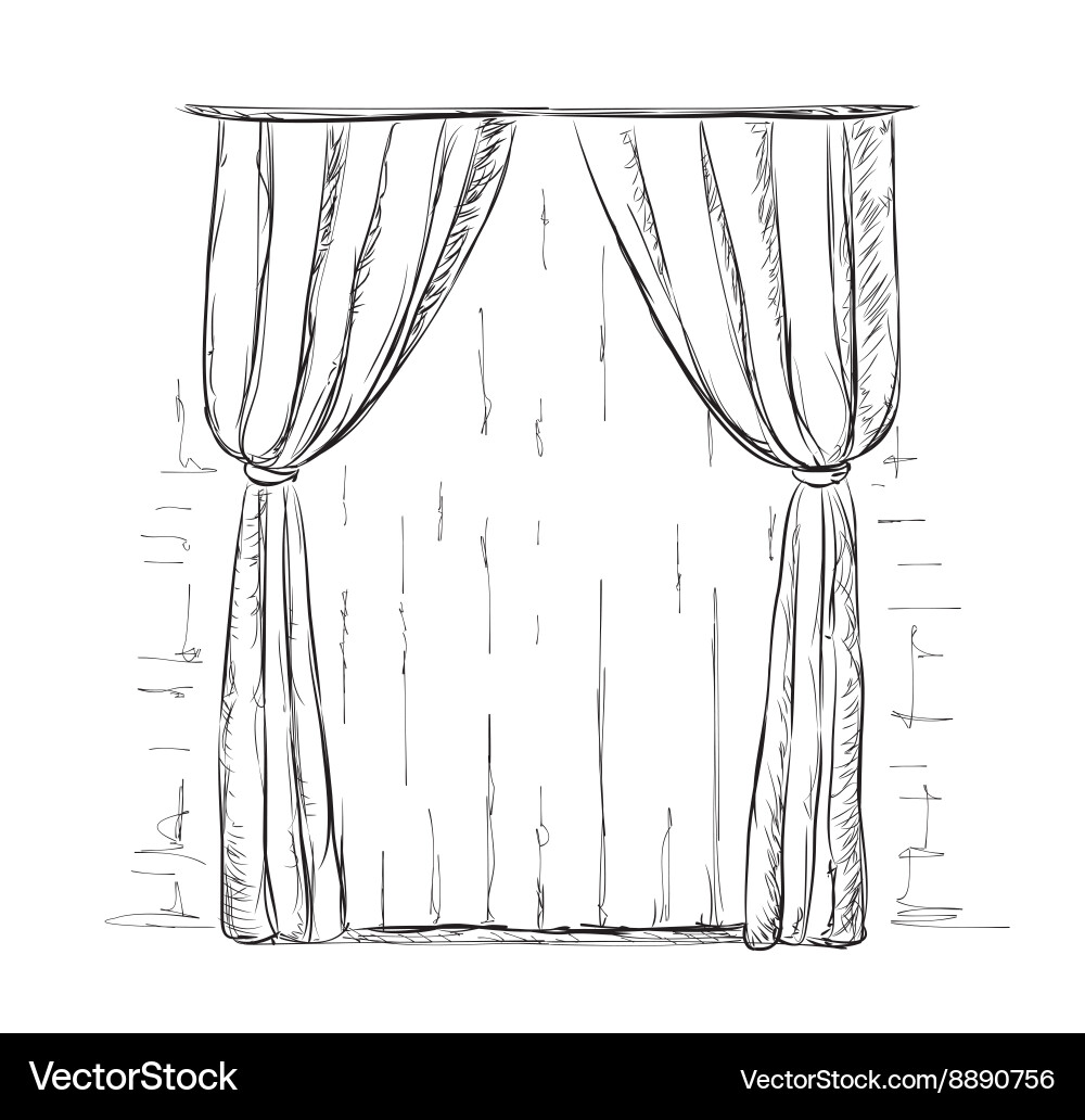 Hand drawn curtains sketch Royalty Free Vector Image