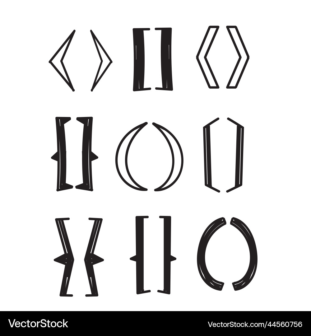 Hand drawn doodle text bracket icon Royalty Free Vector