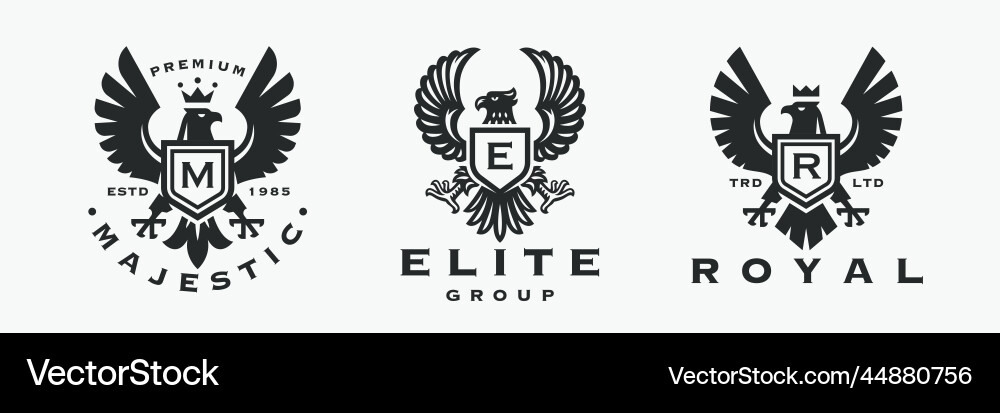 Heraldic Eagle Crest Logo Set Royalty Free Vector Image