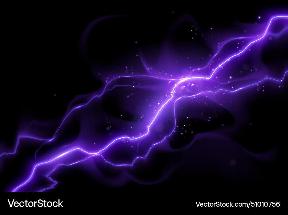 Magic lightning with sparks on black background Vector Image