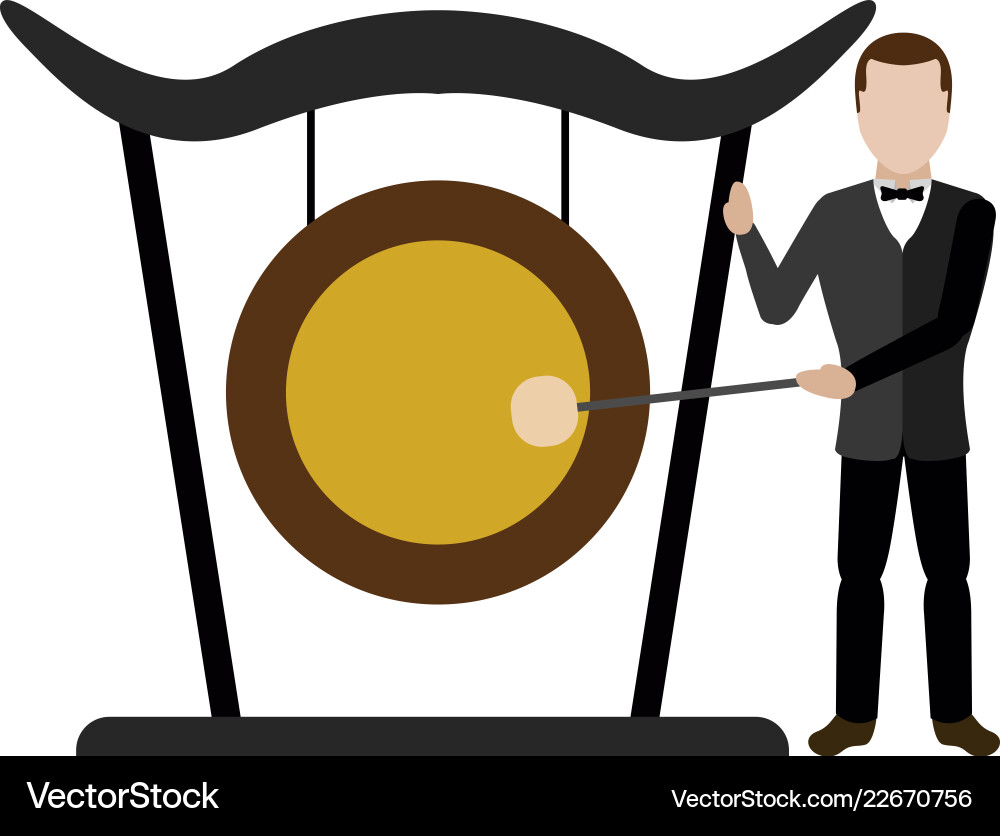 Male avatar playing a gong Royalty Free Vector Image