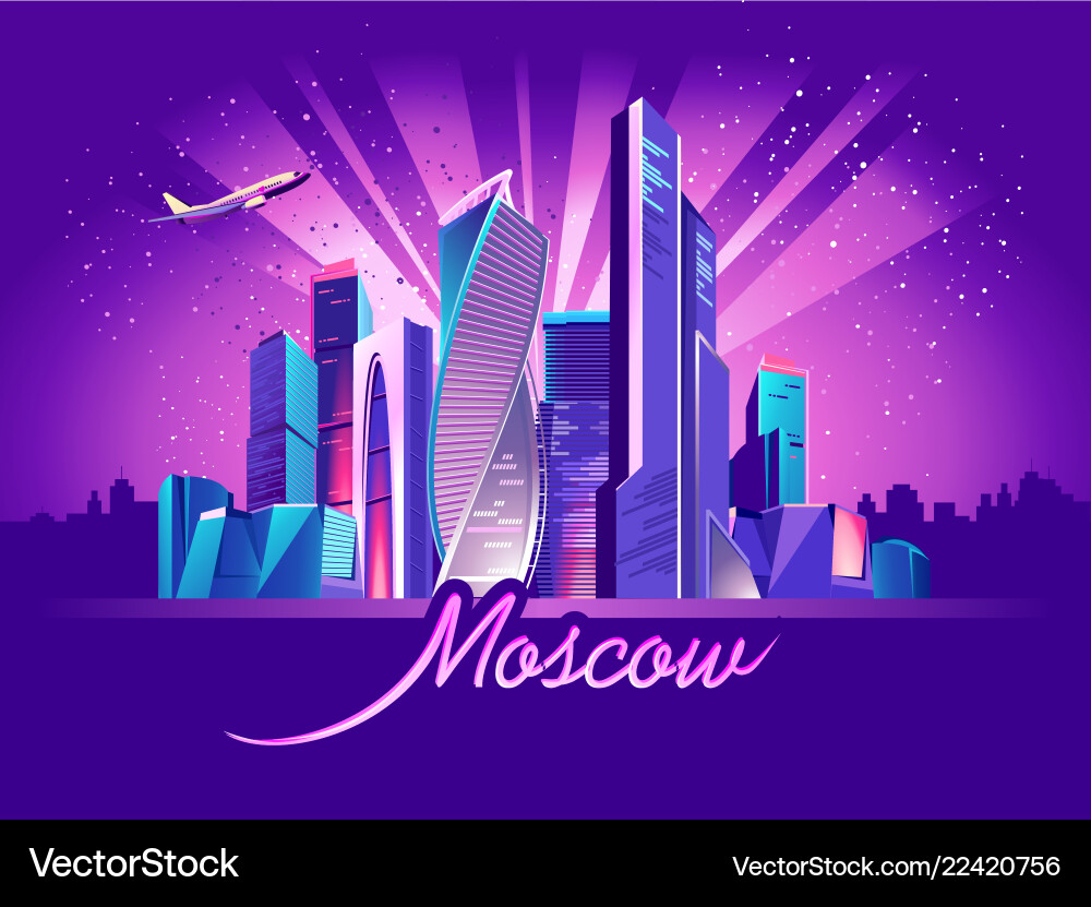 Moscow city neon Royalty Free Vector Image - VectorStock