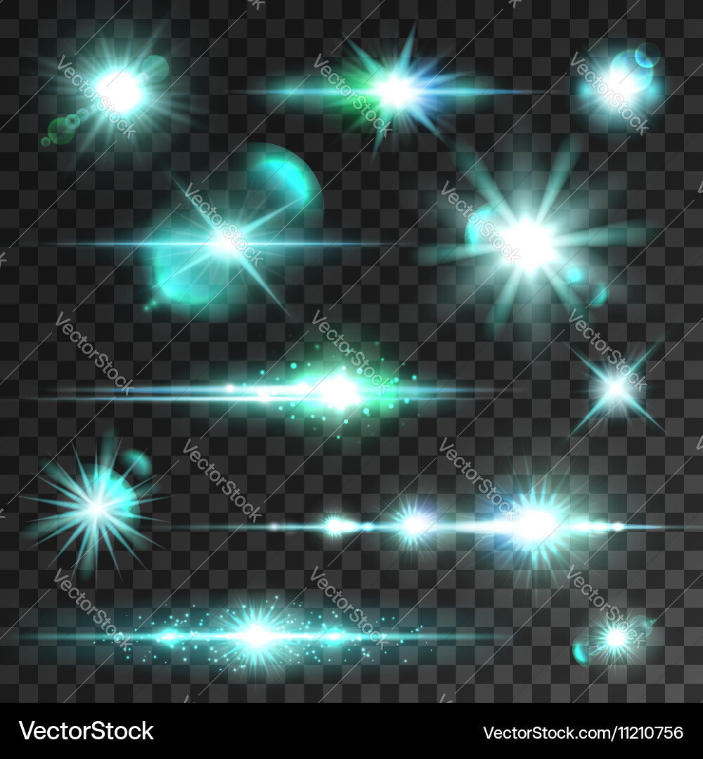 Neon blue light flashes and sparks Royalty Free Vector Image