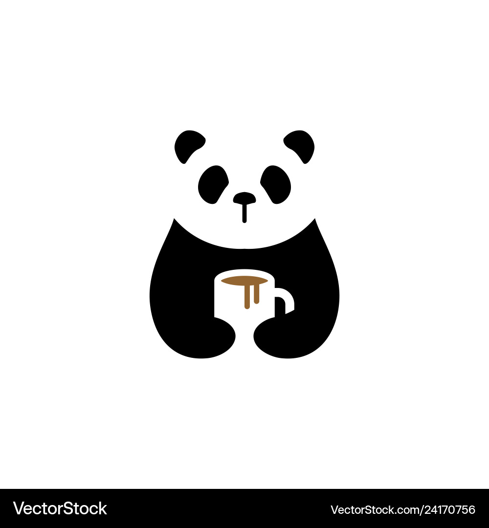Panda coffee mug logo icon Royalty Free Vector Image