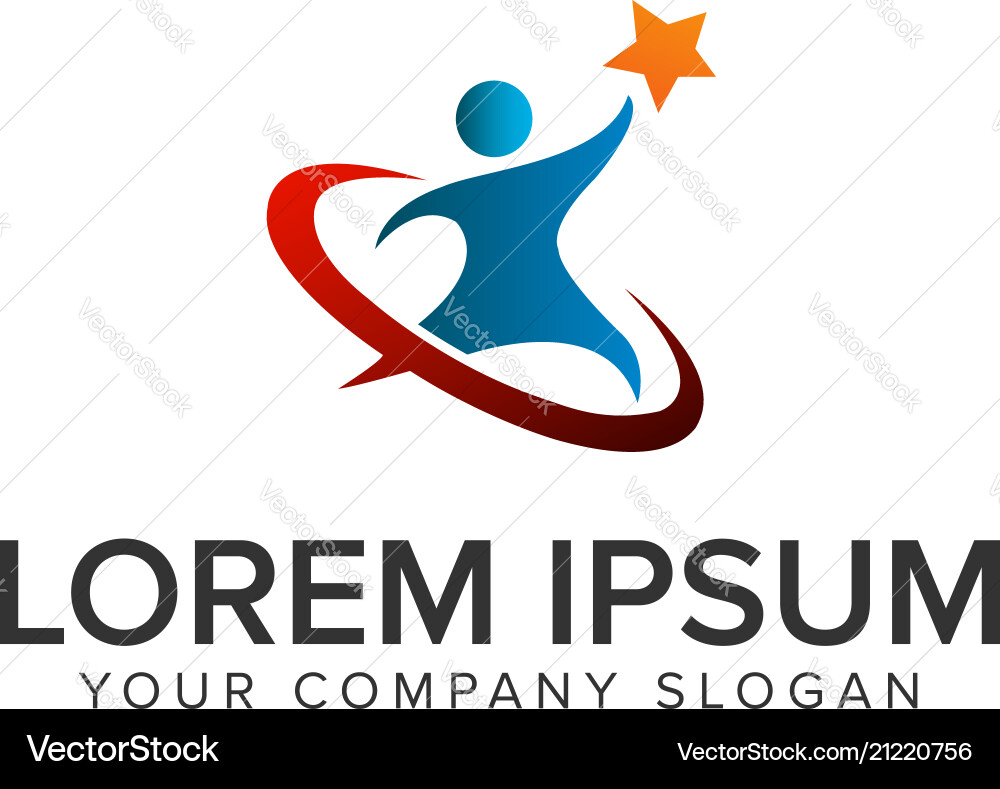 People reach star logo design concept template Vector Image