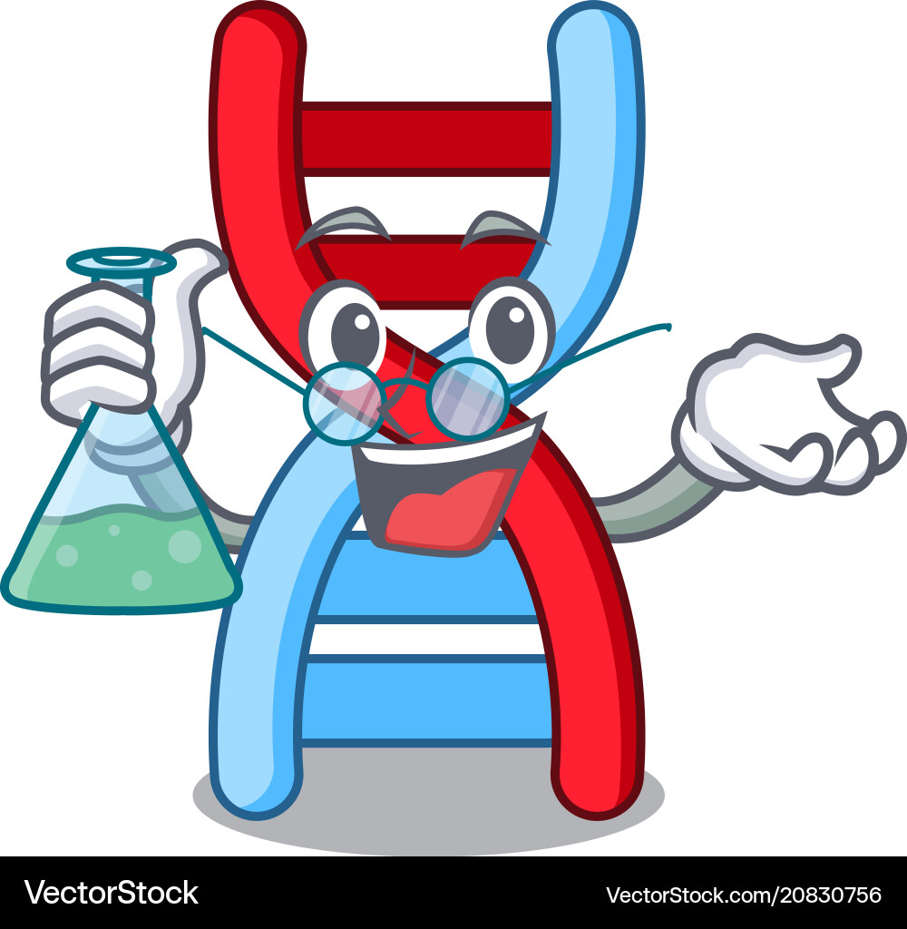 Professor dna molecule character cartoon Vector Image