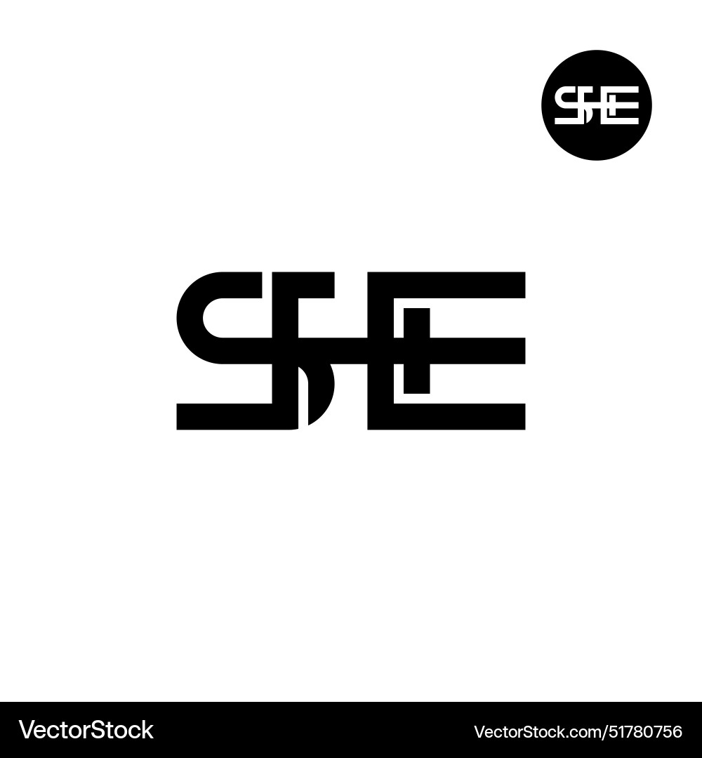 She logo letter monogram design Royalty Free Vector Image