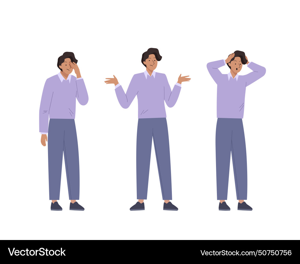 Young man feel different negative emotions Vector Image