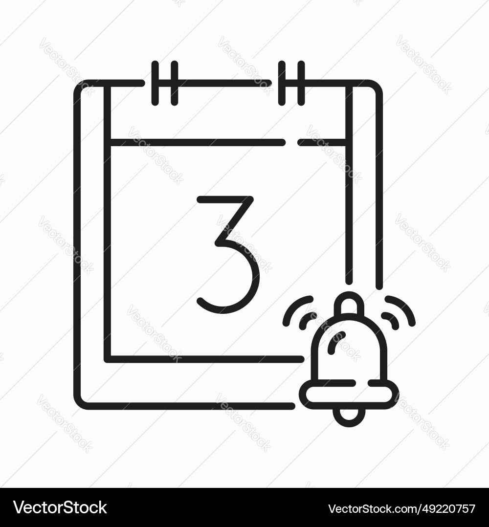 Calendar check date bell reminder outline icon Vector Image