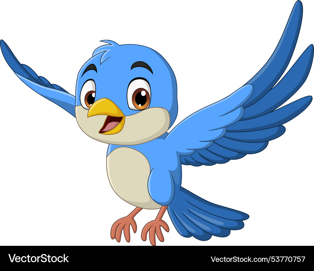 Cartoon happy bird flying Royalty Free Vector Image