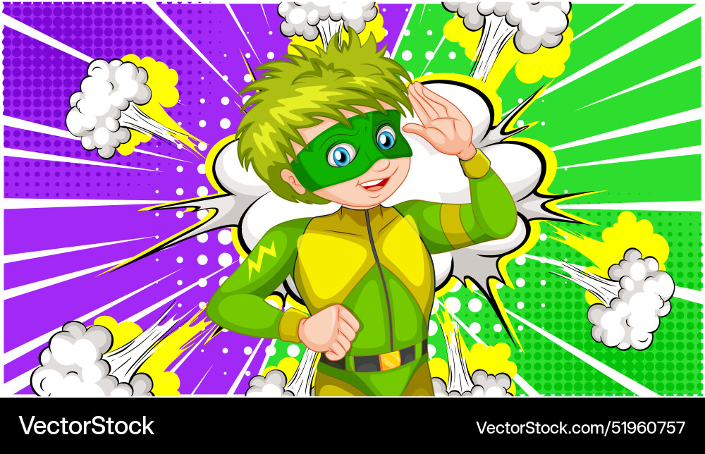 Colorful superhero with dynamic background Vector Image