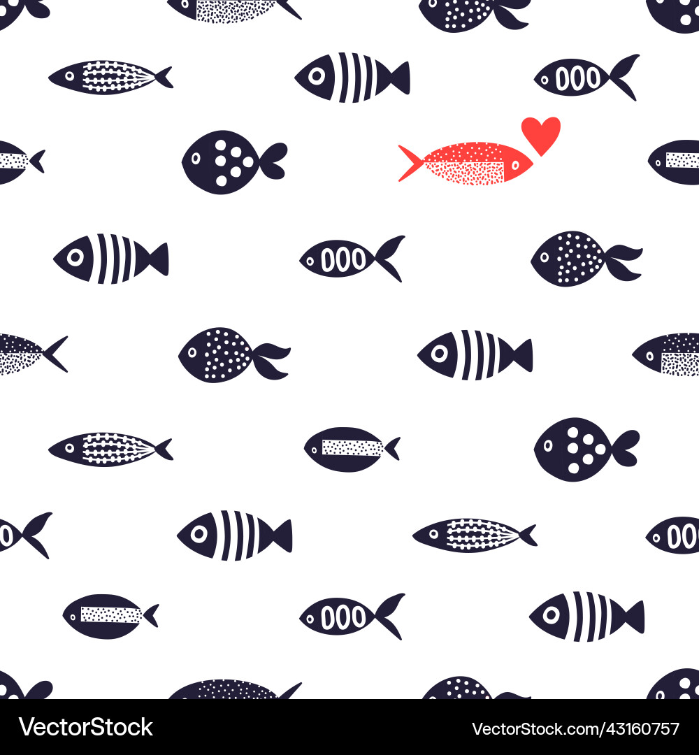 Cute decorative fish seamless pattern Royalty Free Vector