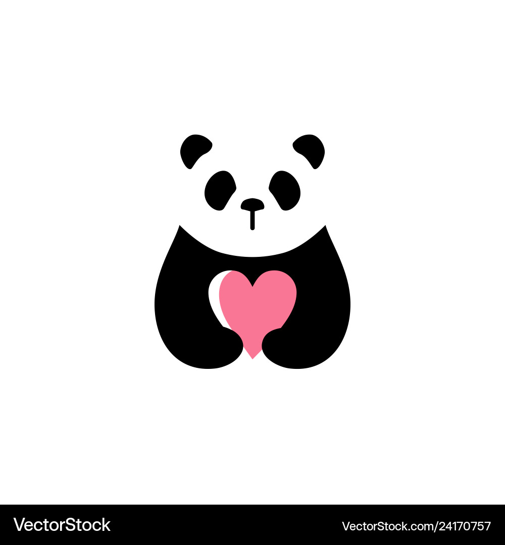 Cute Panda Heart Logo Icon Royalty Free Vector Image