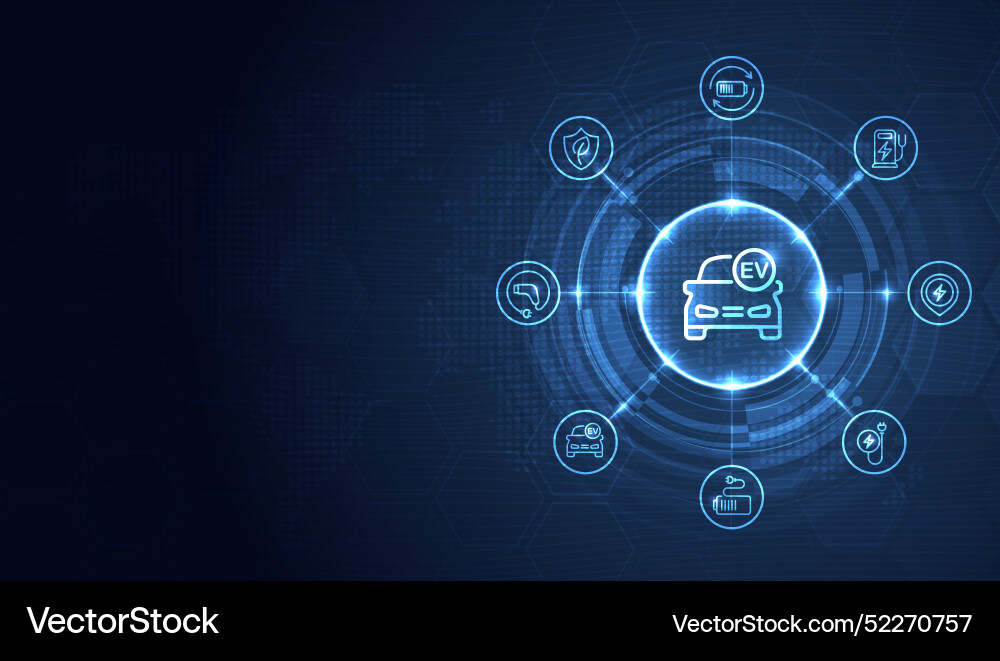 Ev electric car connect with icons technology Vector Image
