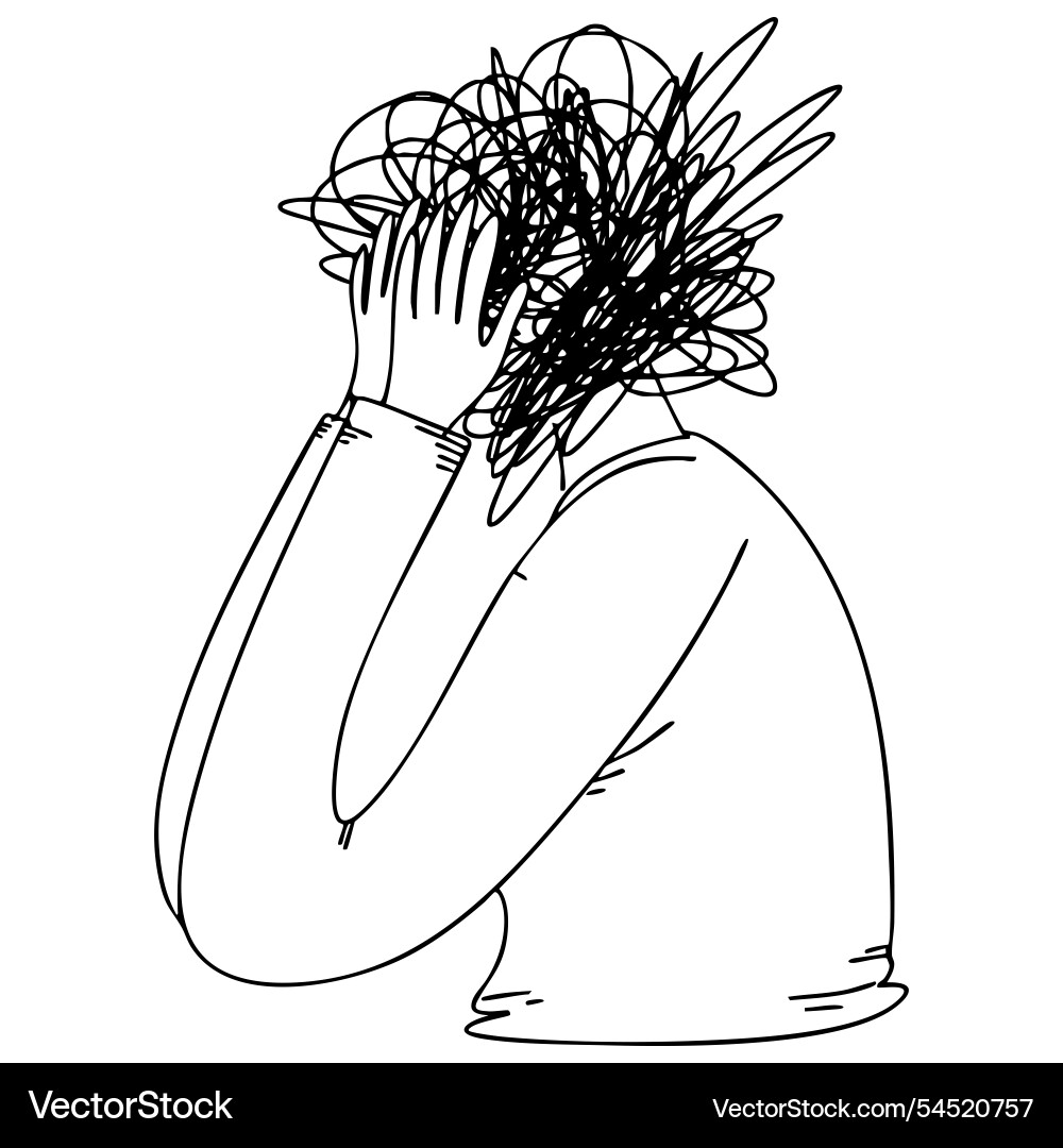Hand drawn confusion concept people with anxiety Vector Image