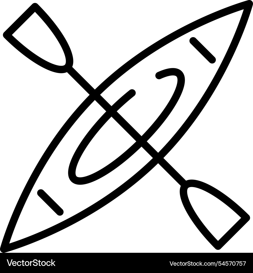 Kayak with paddle line icon rowing outline Vector Image