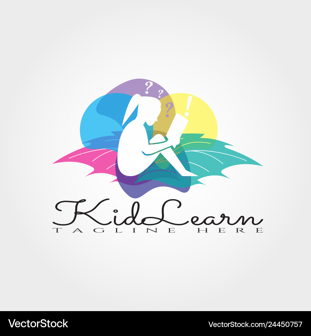 Kid learning logo templatechildren icon Royalty Free Vector