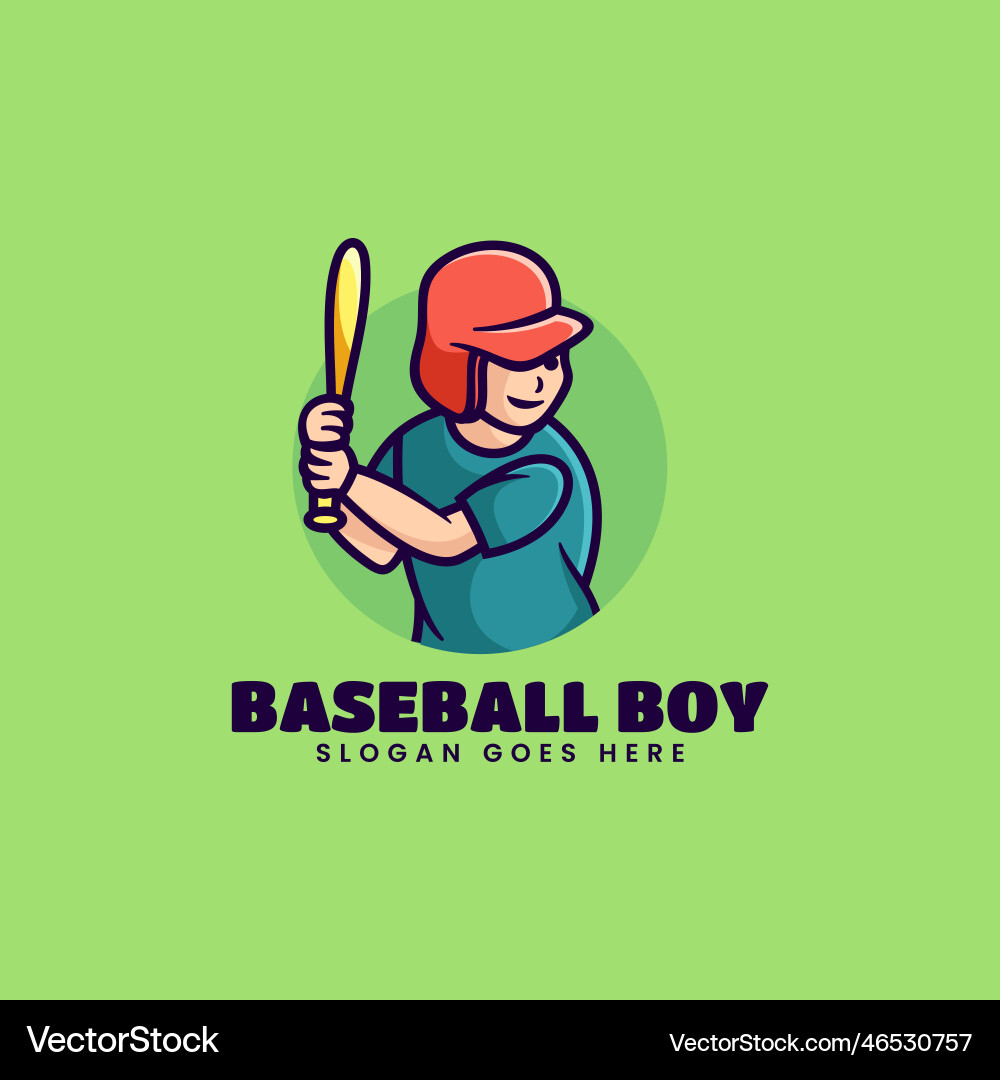 Logo baseball boy mascot cartoon style Royalty Free Vector