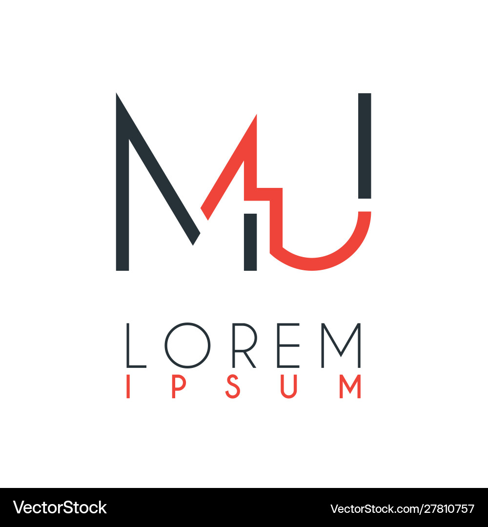 Logo between letter m and u or mu Royalty Free Vector Image