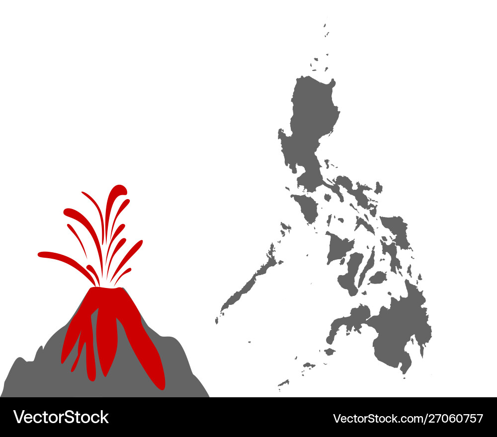 Map philippines with volcano Royalty Free Vector Image